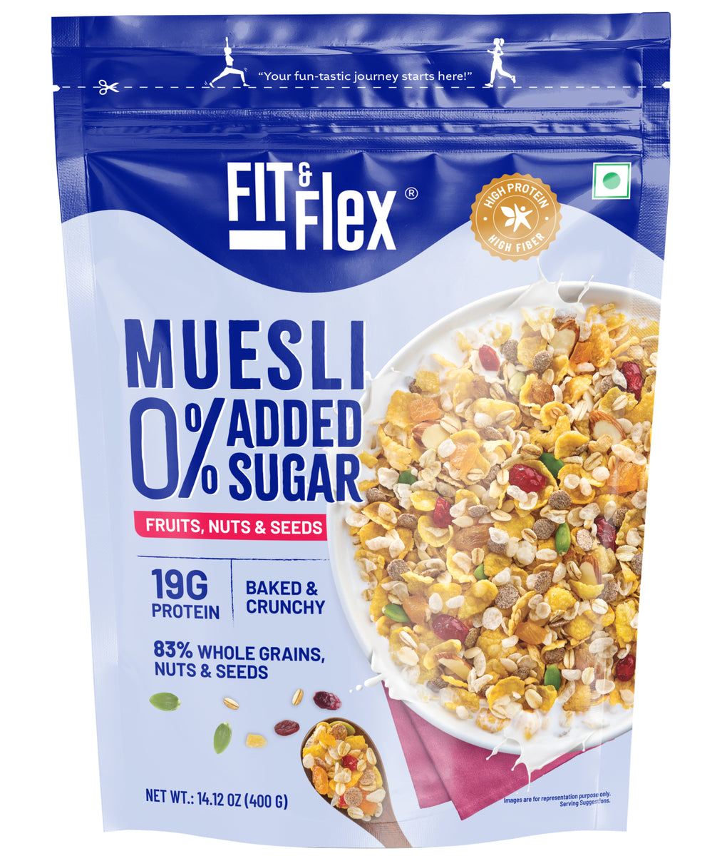 Zero Added Sugar Muesli - Fruits, Nuts & Seeds 450g – Fit & Flex